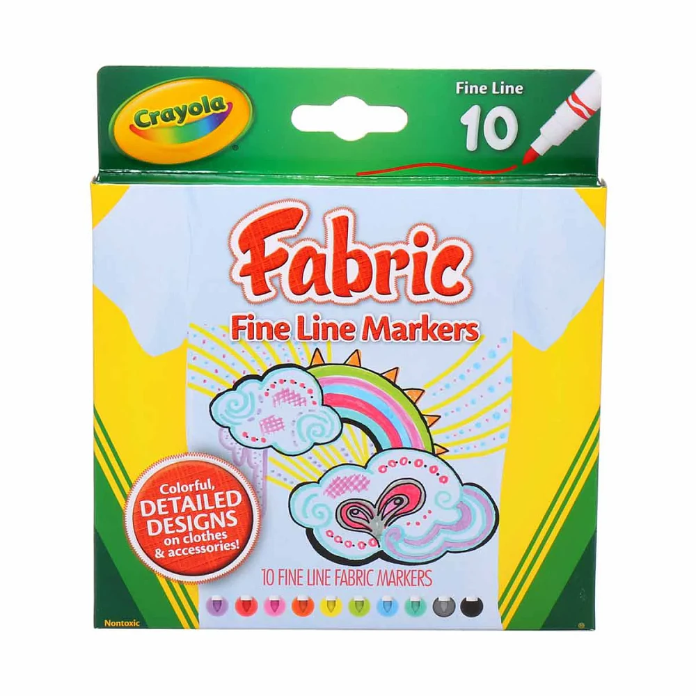 Crayola Fine Line Fabric Markers, 10 Count | Hamilton Place