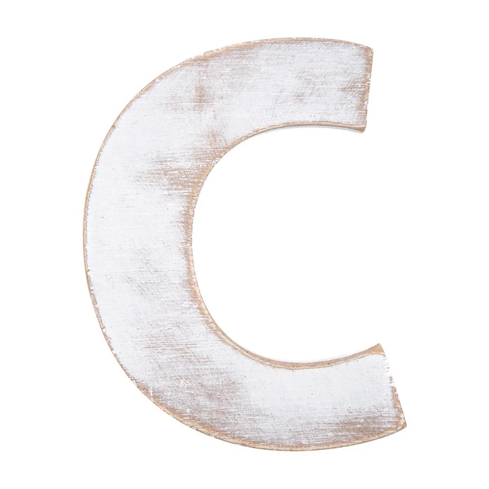 On the Surface White Wash Wood Letter - C, 4 in | Hamilton Place