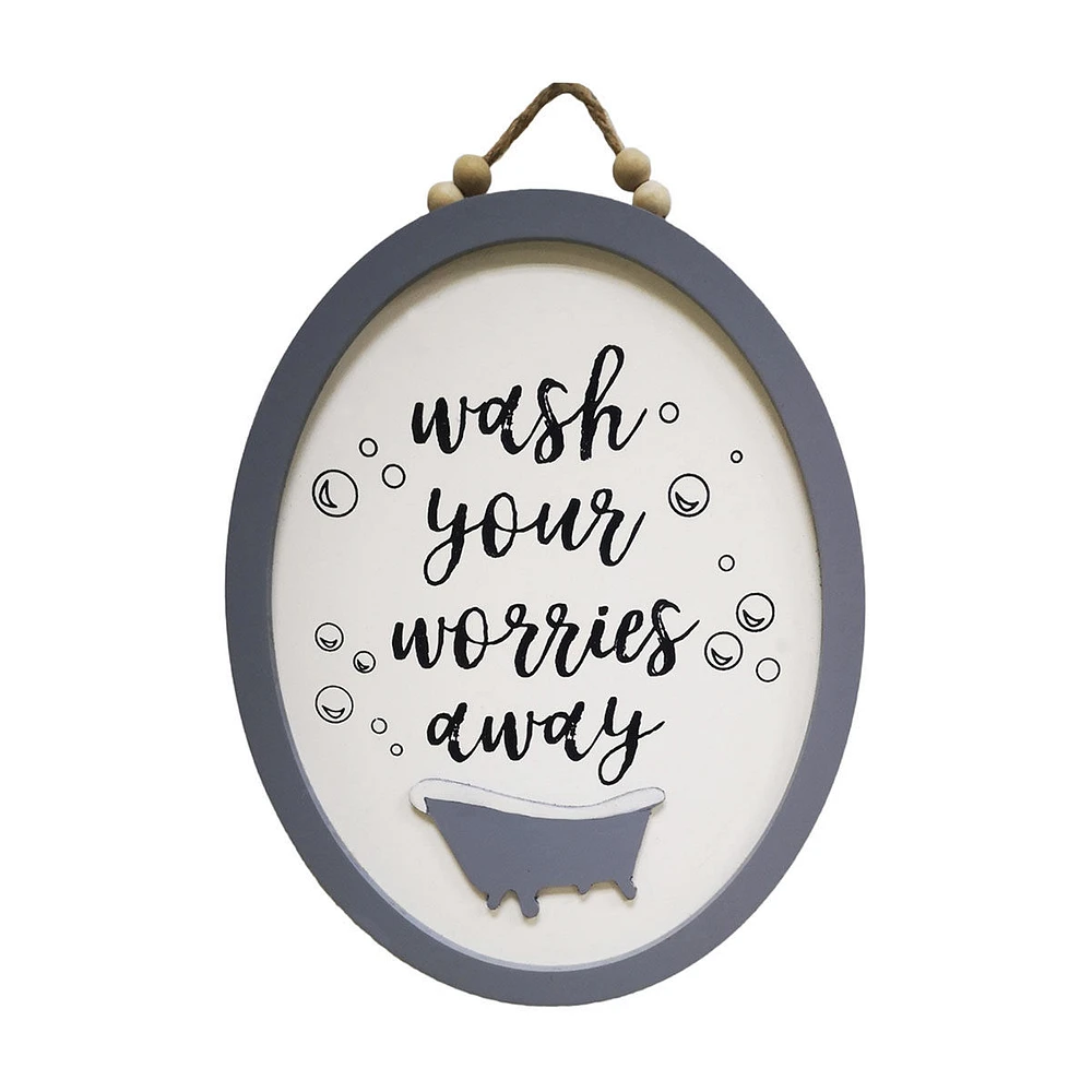 Popshelf 'Wash Your Worries' Oval Wall Sign, Gray | Hamilton Place