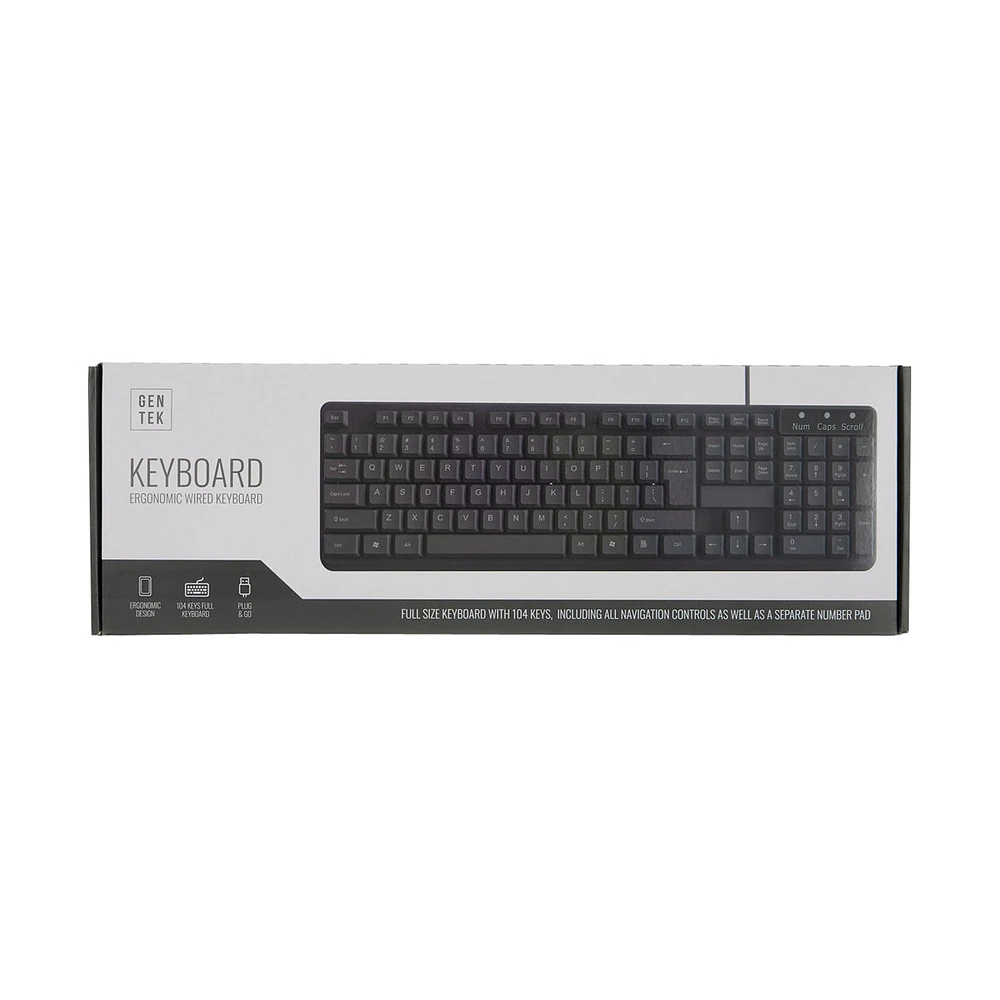 GENTEK Wired Keyboard, Black | Hamilton Place