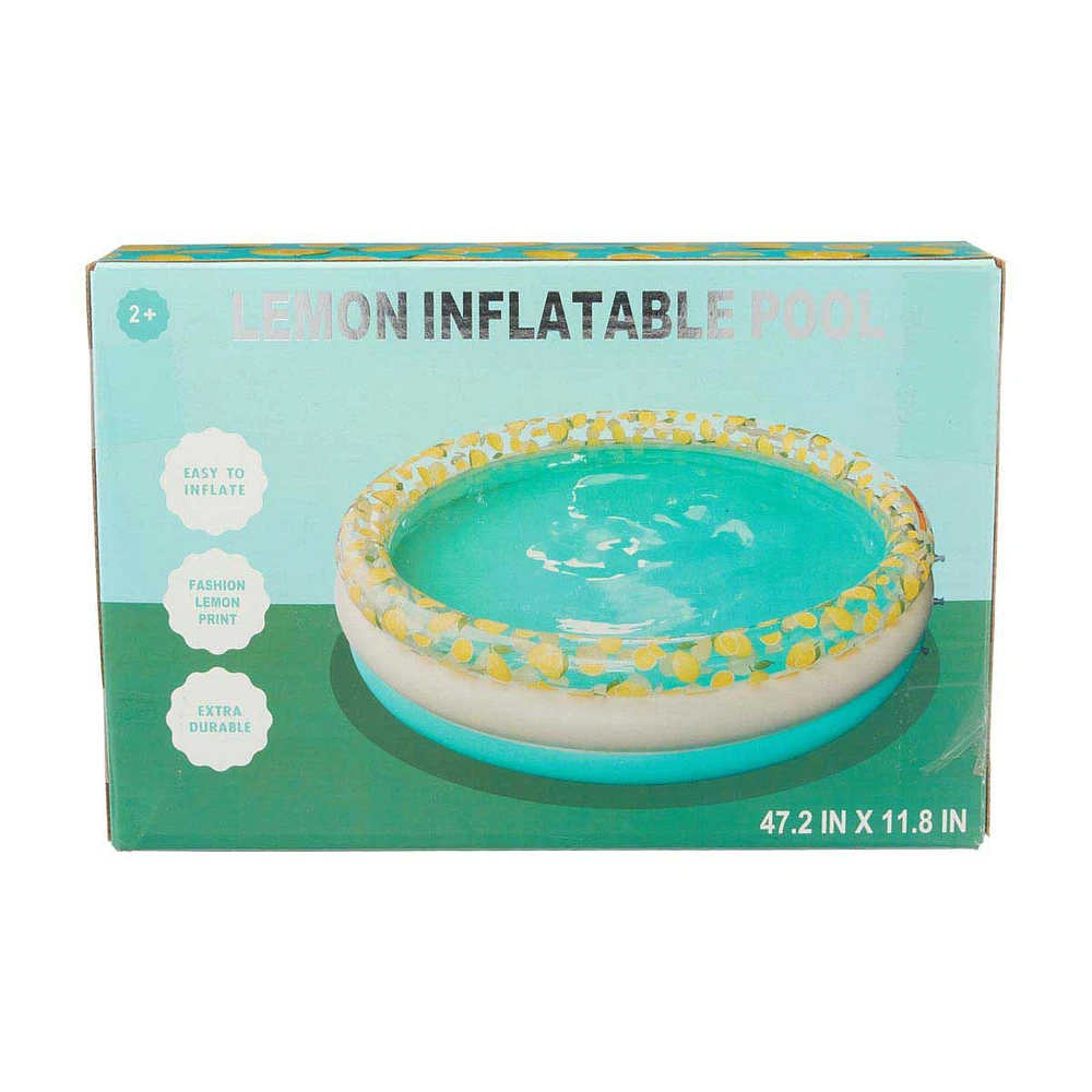 Popshelf Lemon Print Inflatable Pool, 47 in | Hamilton Place