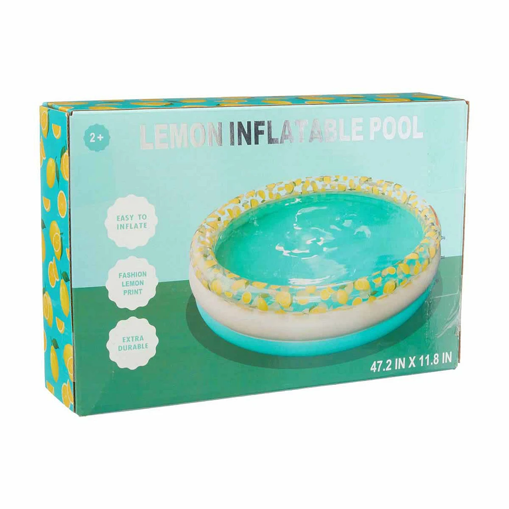 Popshelf Lemon Print Inflatable Pool, 47 in | Hamilton Place