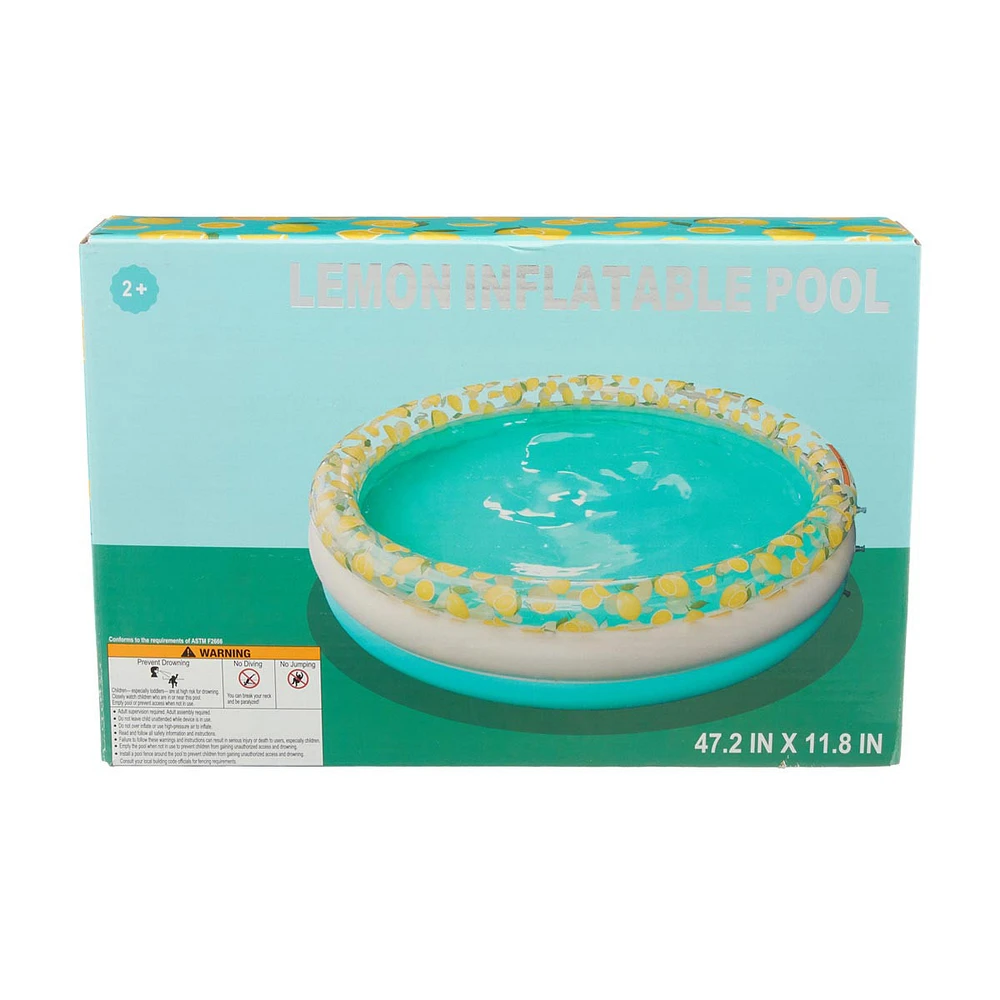 Popshelf Lemon Print Inflatable Pool, 47 in | Hamilton Place