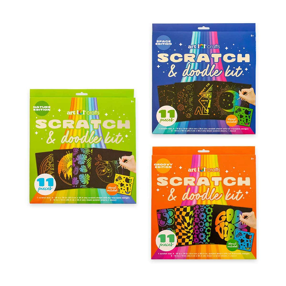 Art 101 Crafts Scratch and Doodle Kit 3-Pack | Hamilton Place