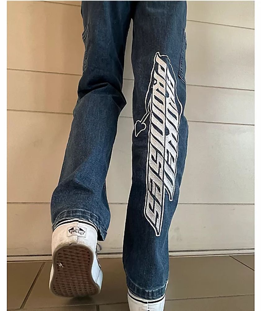 Broken Promises Y2K Medium Wash Denim Cargo Jeans | Mall of America®