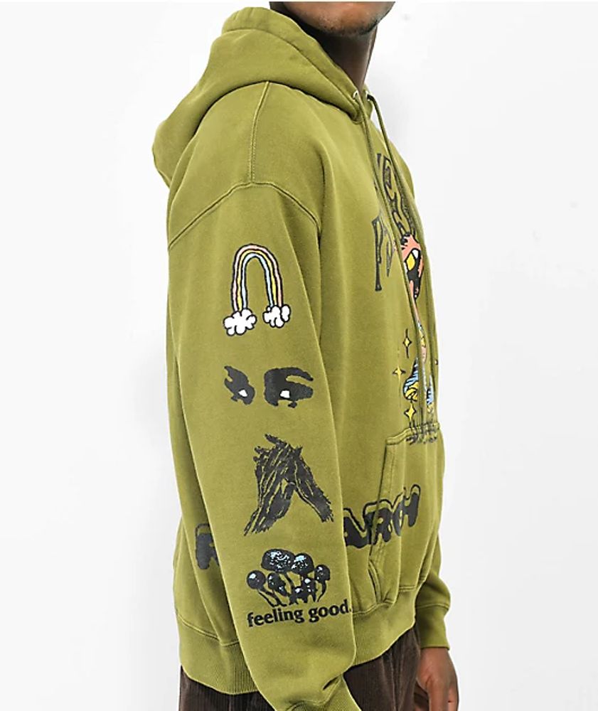 ICU PRODUCTION Coney Island Picnic Psychedelic Olive Green Hoodie | Mall of America®