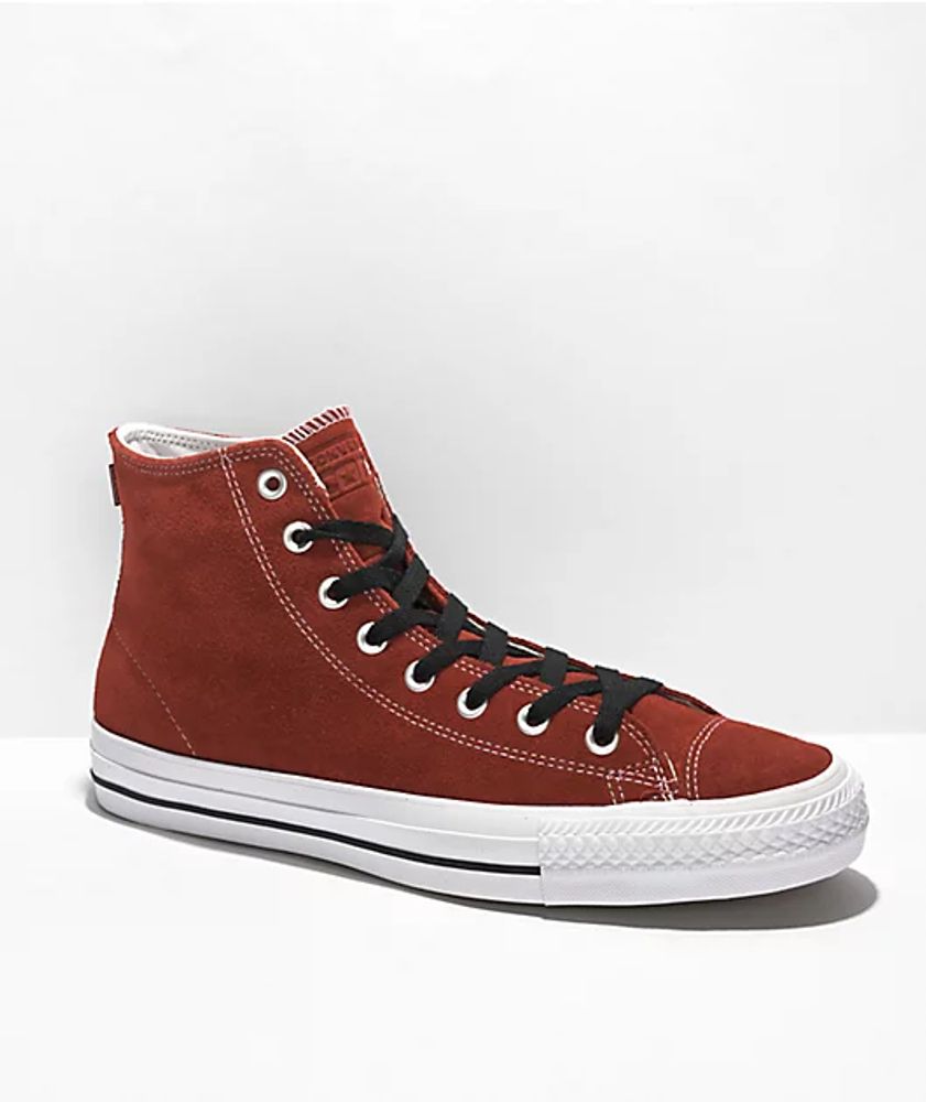 Converse Chuck Taylor All Star Pro Dark Terracotta & White Suede High ...