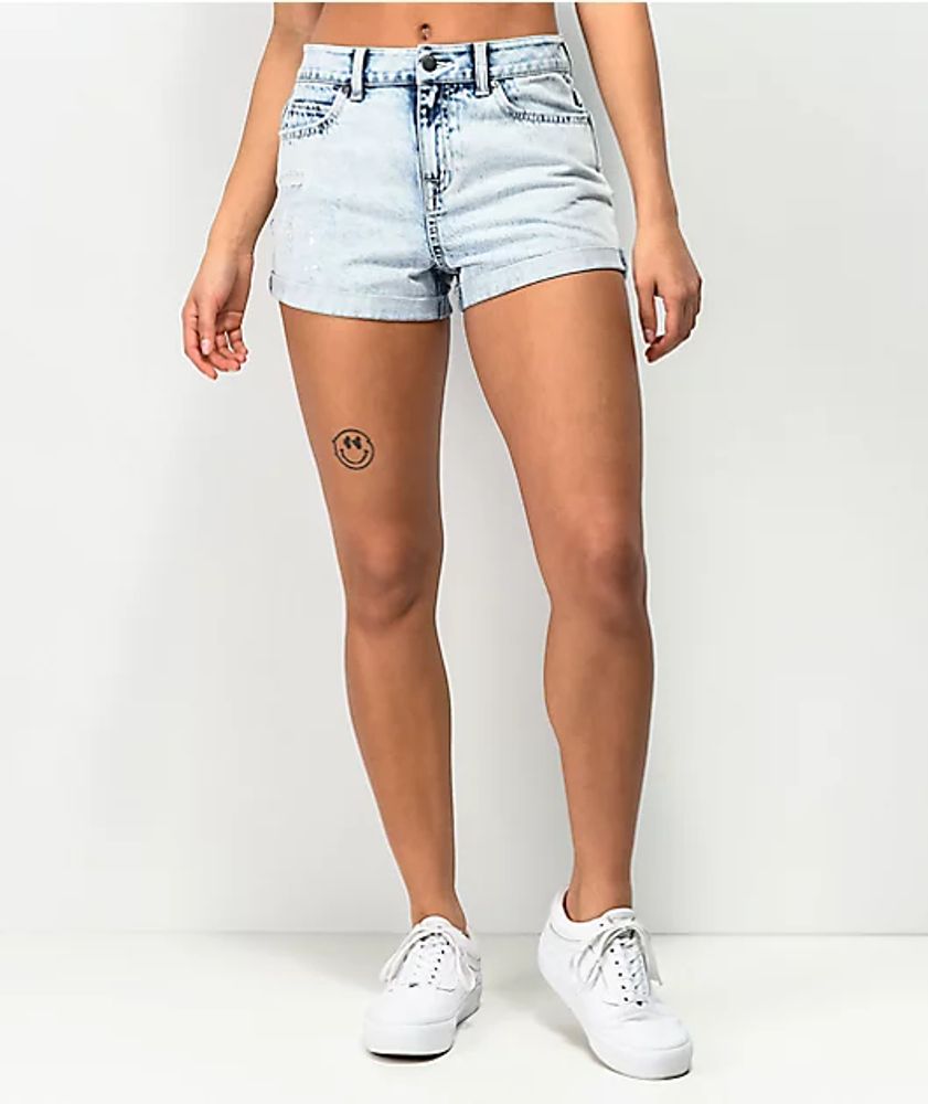 Empyre Adrian Roll Hem Light Wash Denim Shorts | Mall of America®