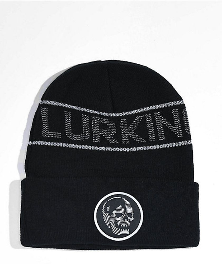 Lurking Class by Sketchy Tank Reflective Skull Black Beanie | Mall of ...