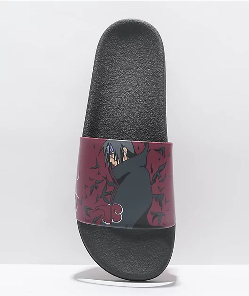 Primitive x Naruto Shippuden Crows Burgundy Slide Sandals | Mall of ...