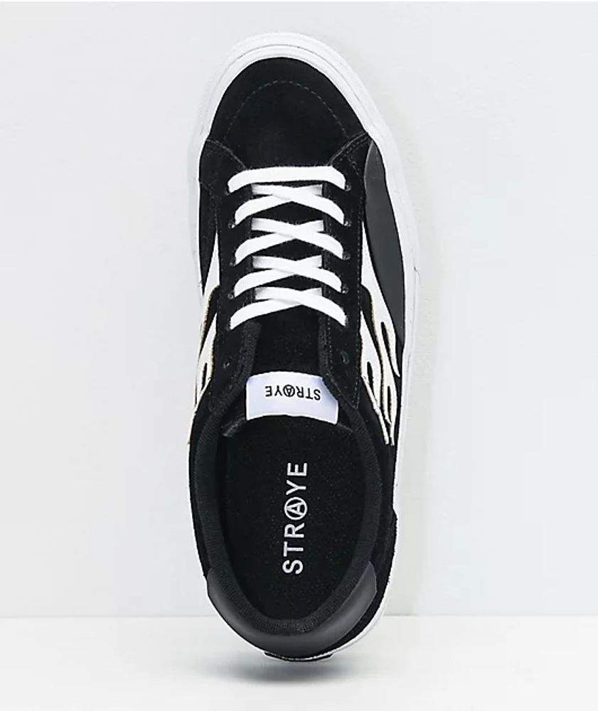 Straye Logan Flame Black & White Suede Skate Shoes | Mall of America®
