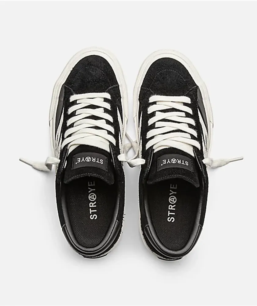 Straye Logan Flame Black & White Suede Skate Shoes | Mall of America®