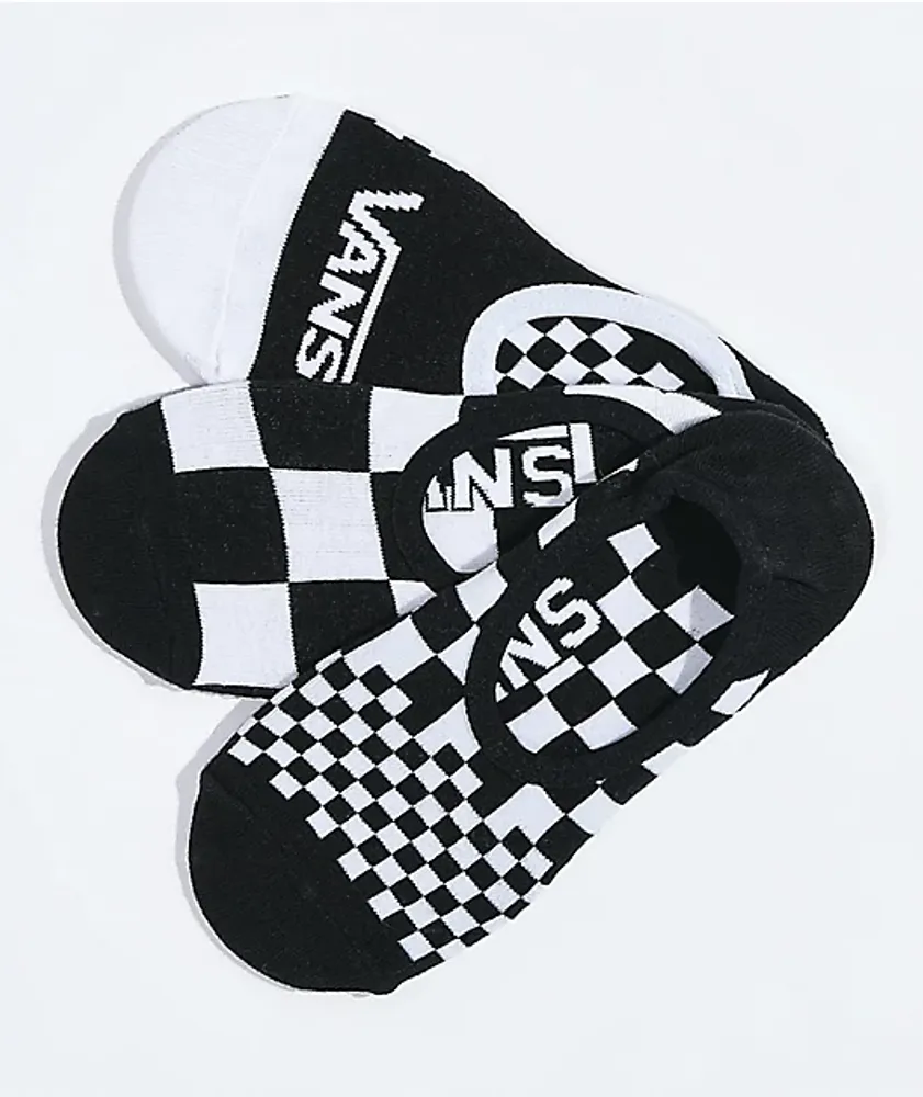Vans Canoodle Classic Black & White Checkered 3 Pack No Show Socks ...