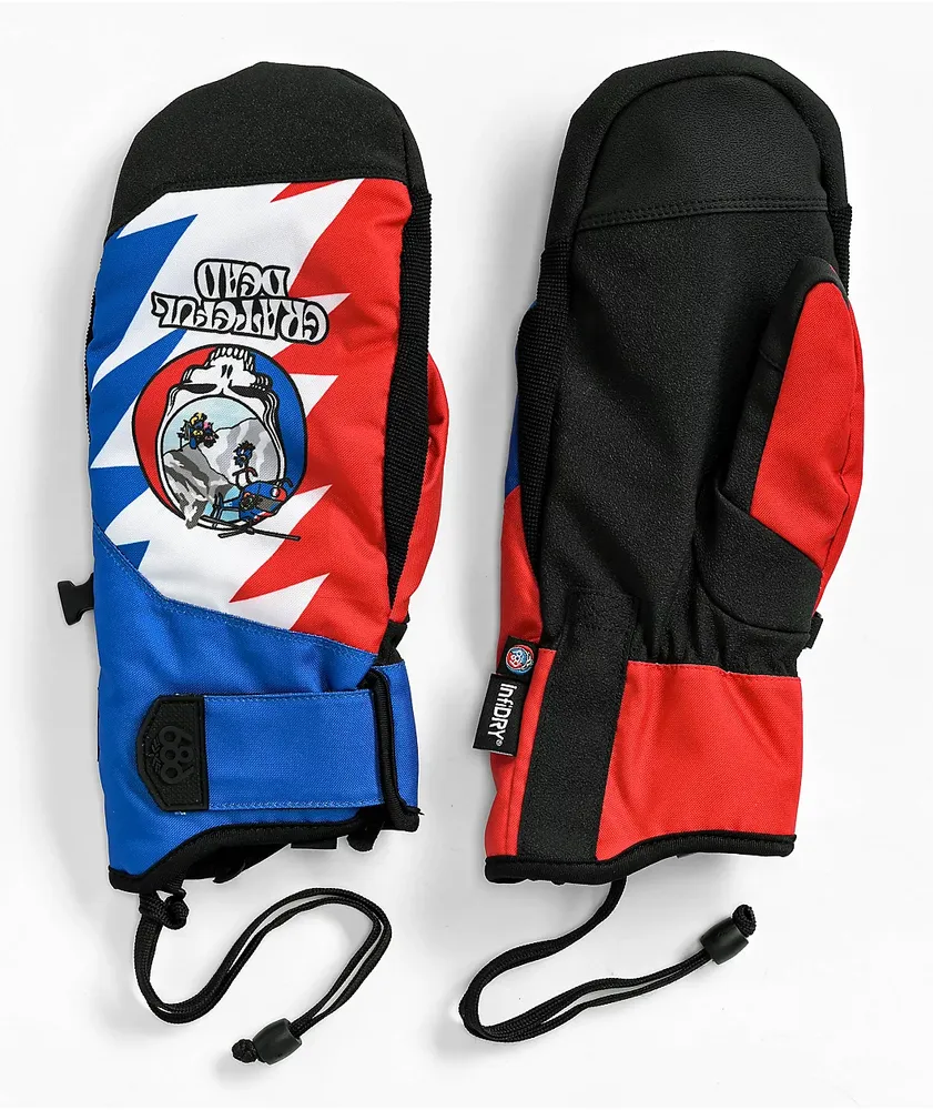 686 x Grateful Dead Primer Red & Blue 10K Snowboard Mittens | Hamilton ...
