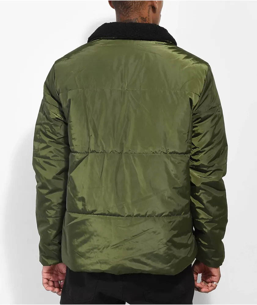 American Stitch Sherpa Collar Olive Puffer Jacket | Mall of America®