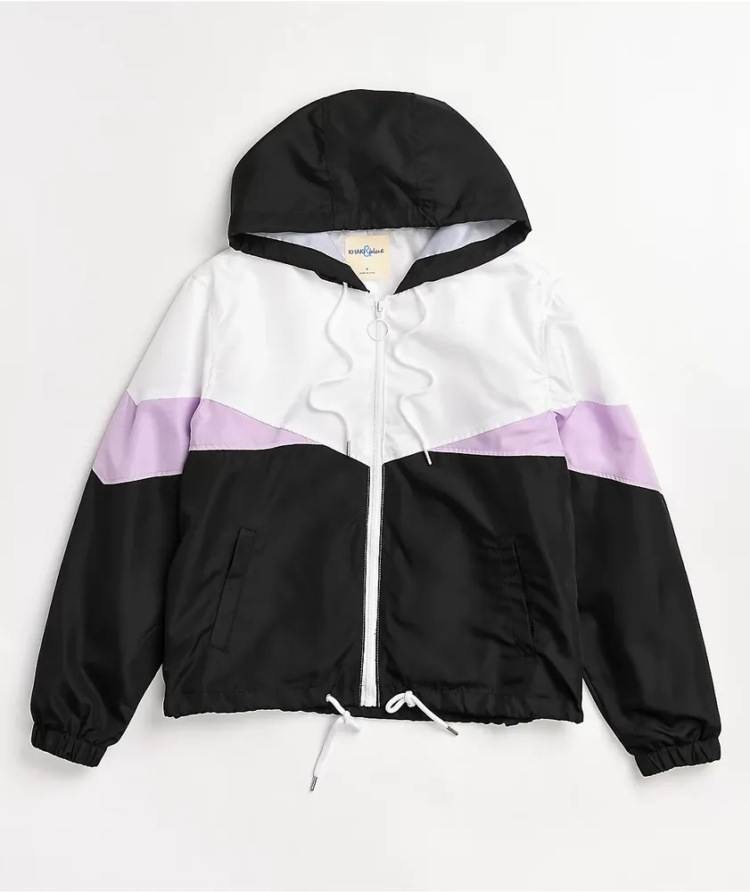 Angel Kiss Black & White Colorblock Crop Windbreaker Jacket | Hamilton ...