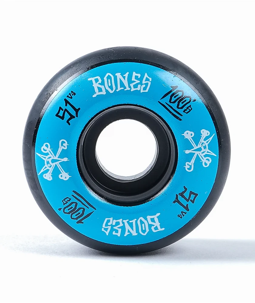 Bones 100 Ringers 51mm Blue & Black Skateboard Wheels | Hamilton Place