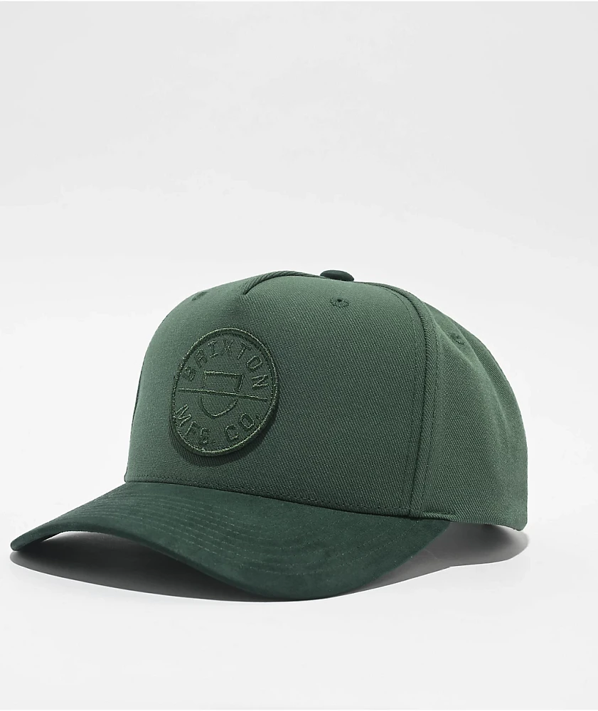 Brixton Crest Deep Forest Green Snapback Hat | Arden Fair