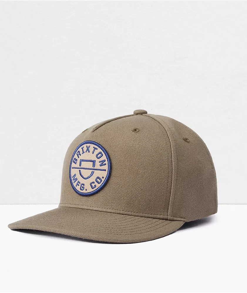 Brixton Crest MP Military Olive Snapback Hat | Hamilton Place