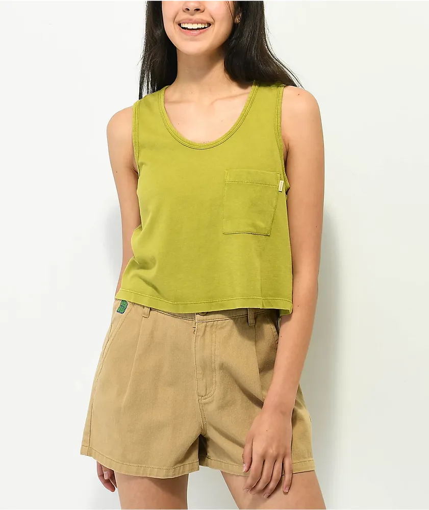Brixton Moss Green Crop Pocket Tank | Hamilton Place