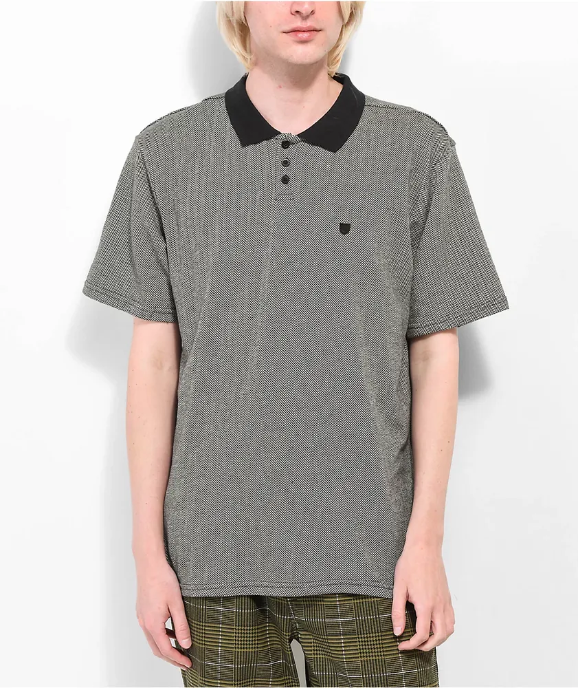 Brixton Shield Herringbone Black & White Polo Shirt | Hamilton Place