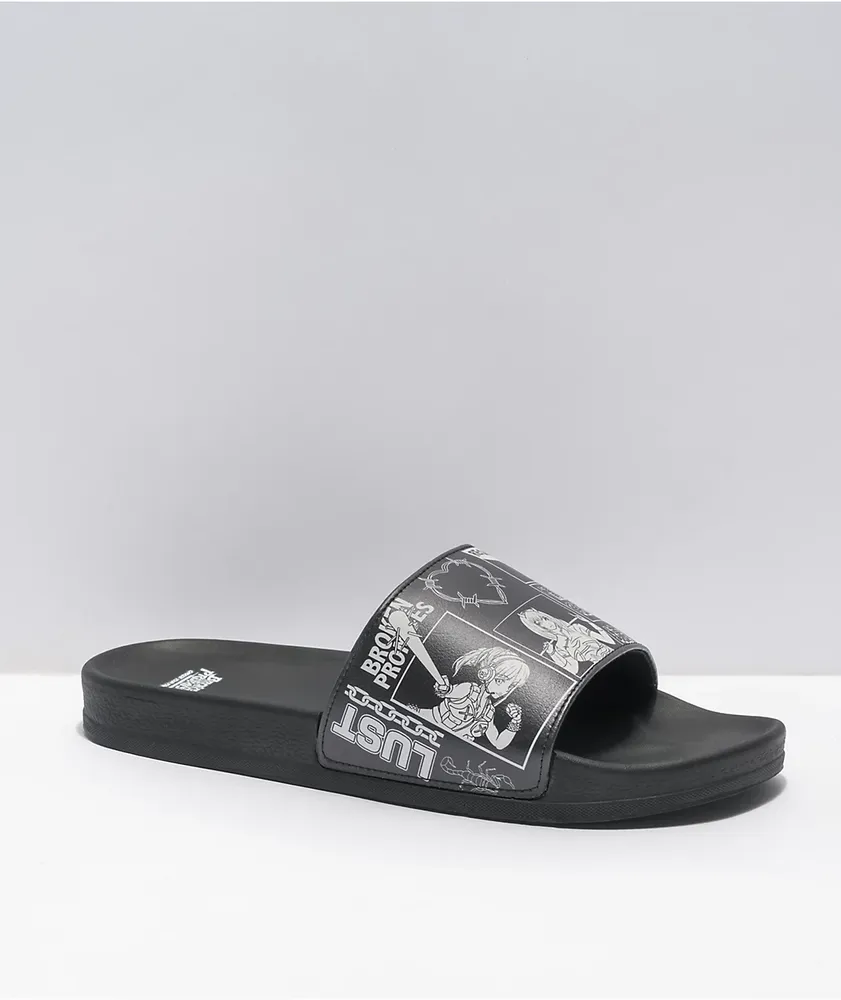 Broken Promises Arcade Mode Black & White Slide Sandals | Mall of America®