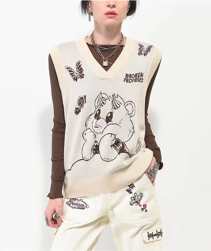 Broken Promises Cry Later Cream Sweater Vest | Hamilton Place