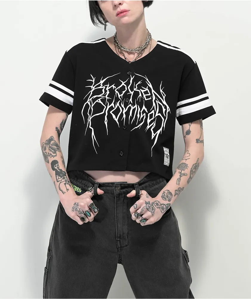 Broken Promises Gets Hurt Black Crop Baseball Jersey | Hamilton Place