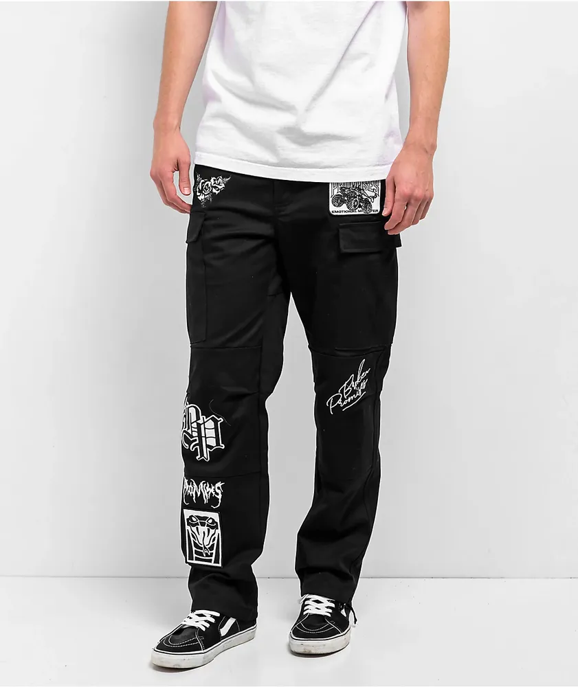 Broken Promises Rough Patch Black Cargo Pants | Hamilton Place