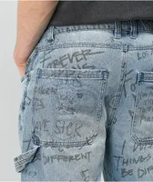 Broken Promises Triple Text Light Blue Carpenter Jeans | Hamilton Place