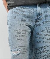 Broken Promises Triple Text Light Blue Carpenter Jeans | Hamilton Place