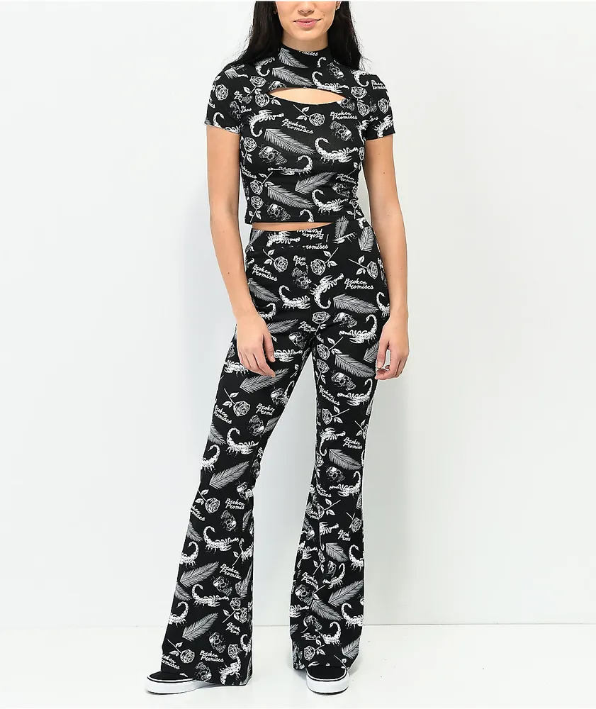 Broken Promises Tropic Disaster Black Flare Pants | Hamilton Place