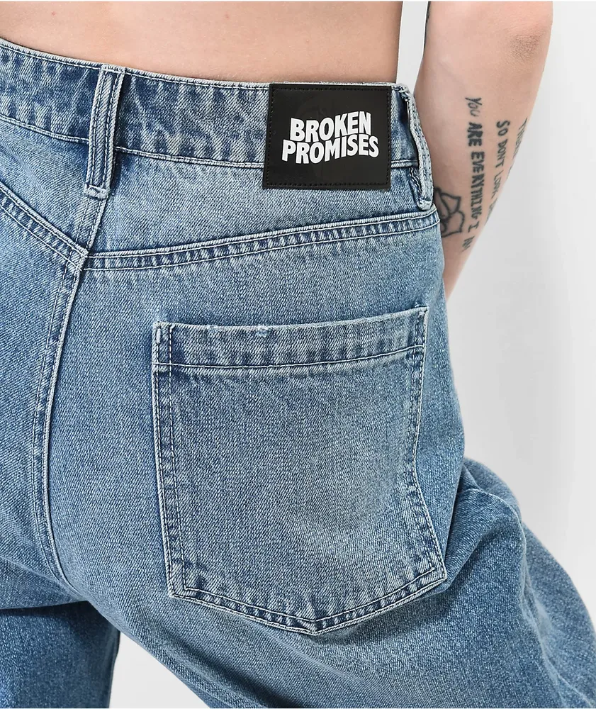 Broken Promises x Happy Bunny Don't Leave Wide Leg Denim Jeans | Mall ...