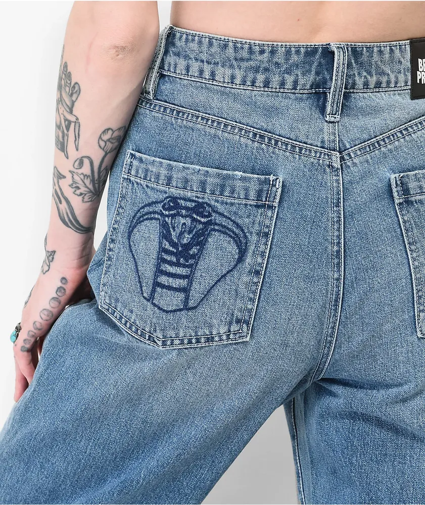 Broken Promises x Happy Bunny Don't Leave Wide Leg Denim Jeans | Mall ...