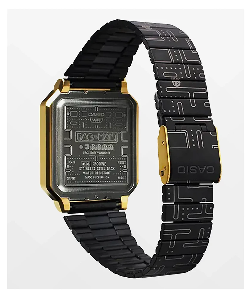 Casio x Pac-Man A100WEPC-1B Vintage Black & Gold Digital Watch | Mall ...