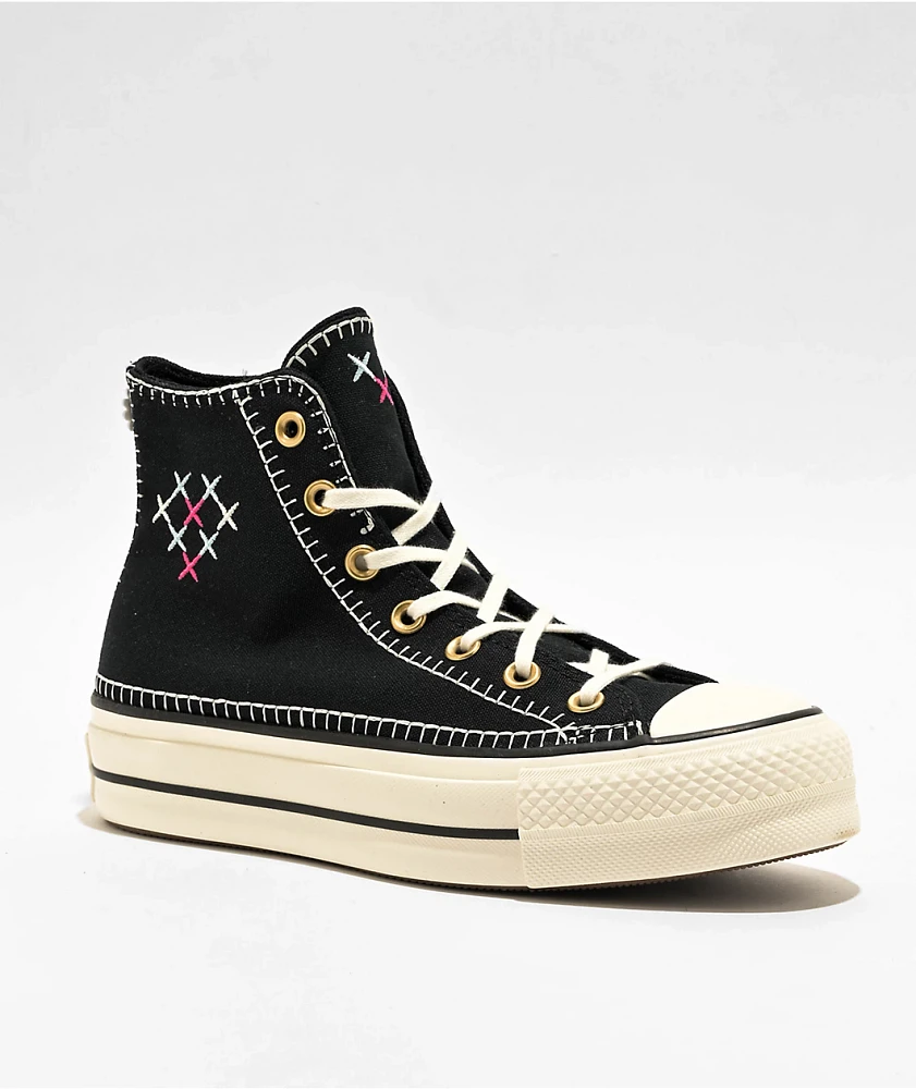 Converse Chuck Taylor All Star Lift Stitch Sich Black & White High Top ...