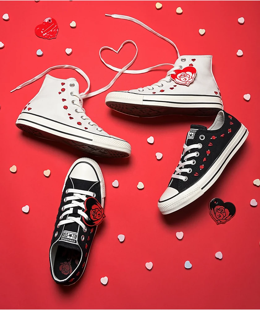 Converse Chuck Taylor All Star Love Me White & Red High Top Shoes ...