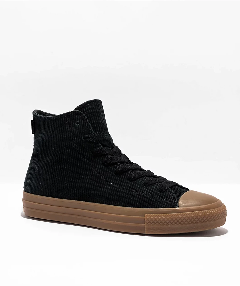 Converse Chuck Taylor All Star Pro Black & Gum Corduroy High Top Skate ...