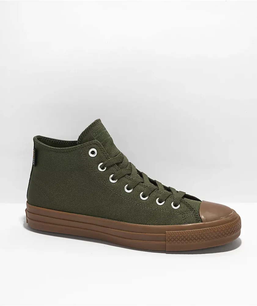 Converse Chuck Taylor All Star Pro Mid Olive & Gum Cordura Skate Shoes ...