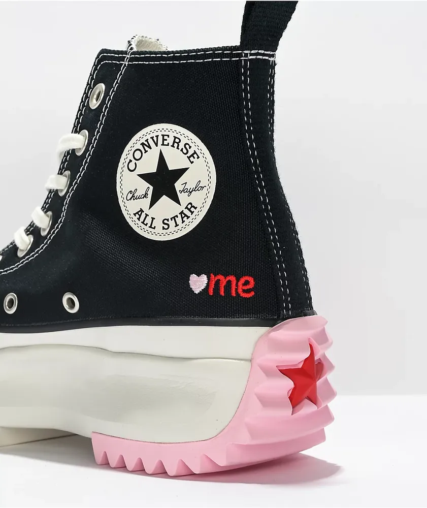 Converse Run Star Hike CW Love Black & Pink High Top Platform Shoes ...