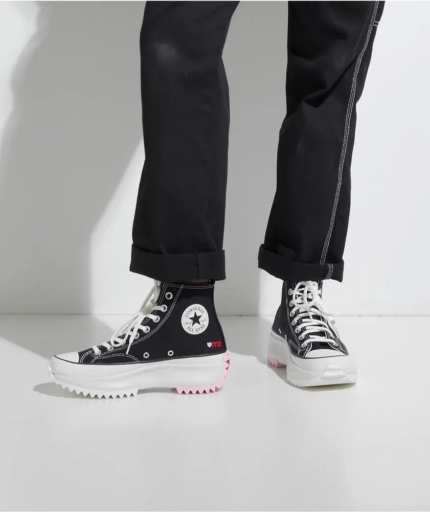 Converse Run Star Hike CW Love Black & Pink High Top Platform Shoes ...