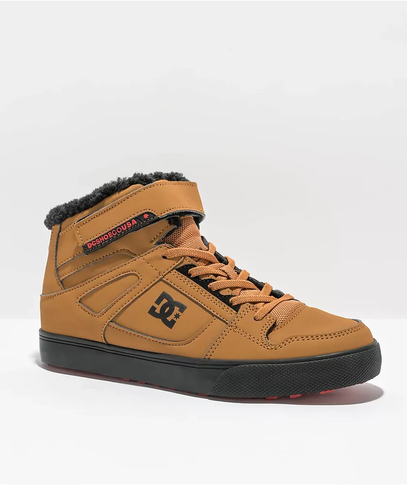 DC Kids Pure High Top Wheat & Black Winter Shoes | Liberty Center