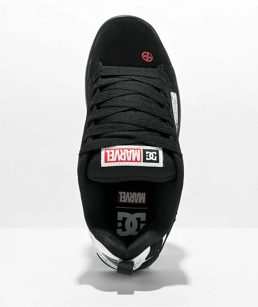 DC x Deadpool Court Graffik Black, White & Red Skate Shoes | Mall of ...