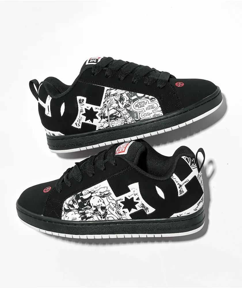 DC x Deadpool Court Graffik Black, White & Red Skate Shoes | Mall of ...