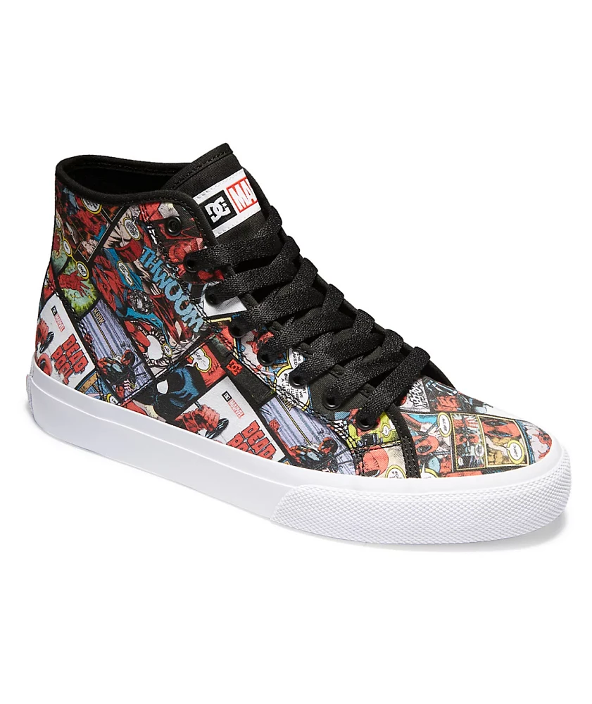 DC x Deadpool Manual Hi Black & Multi Skate Shoes | Hamilton Place