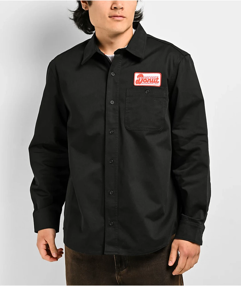 Donut Black Long Sleeve Button Up Work Shirt | Hamilton Place