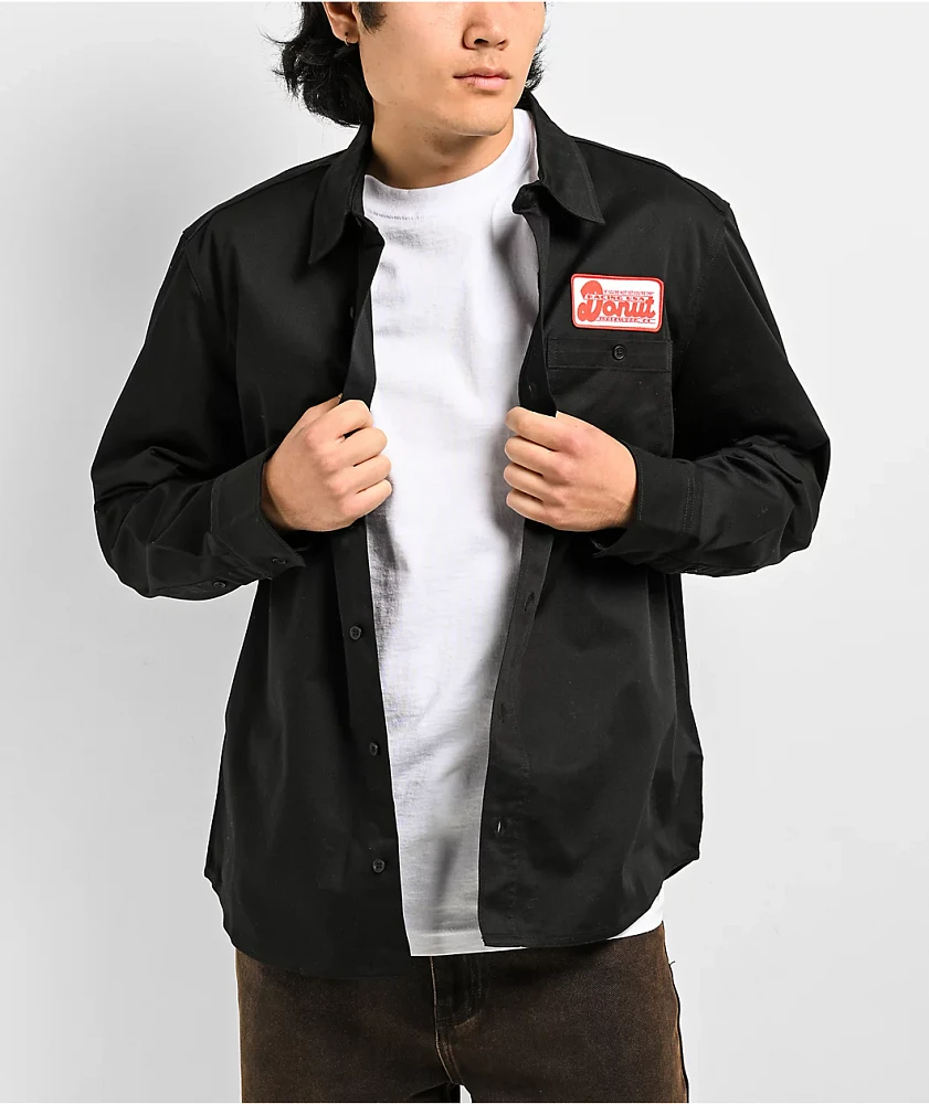 Donut Black Long Sleeve Button Up Work Shirt | Hamilton Place