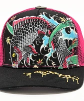 Ed Hardy Koi Fish Black & Pink Trucker Hat | Hamilton Place