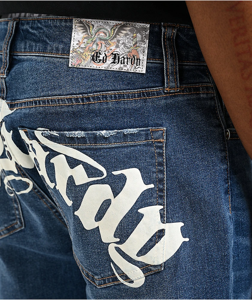 Ed Hardy Panther Snake Slim Taper Blue Denim Jeans | Mall of America®
