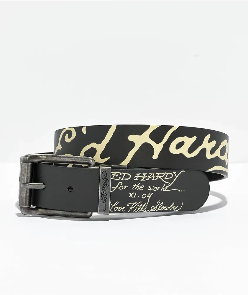 Ed Hardy Skull & Sword Black Reversible Belt | Hamilton Place